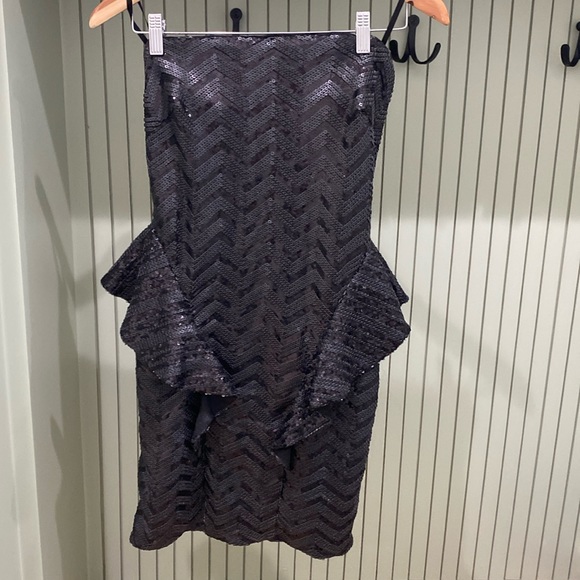 bebe | Dresses | Bebe Strapless Black Sequins Cocktail Dress | Poshmark